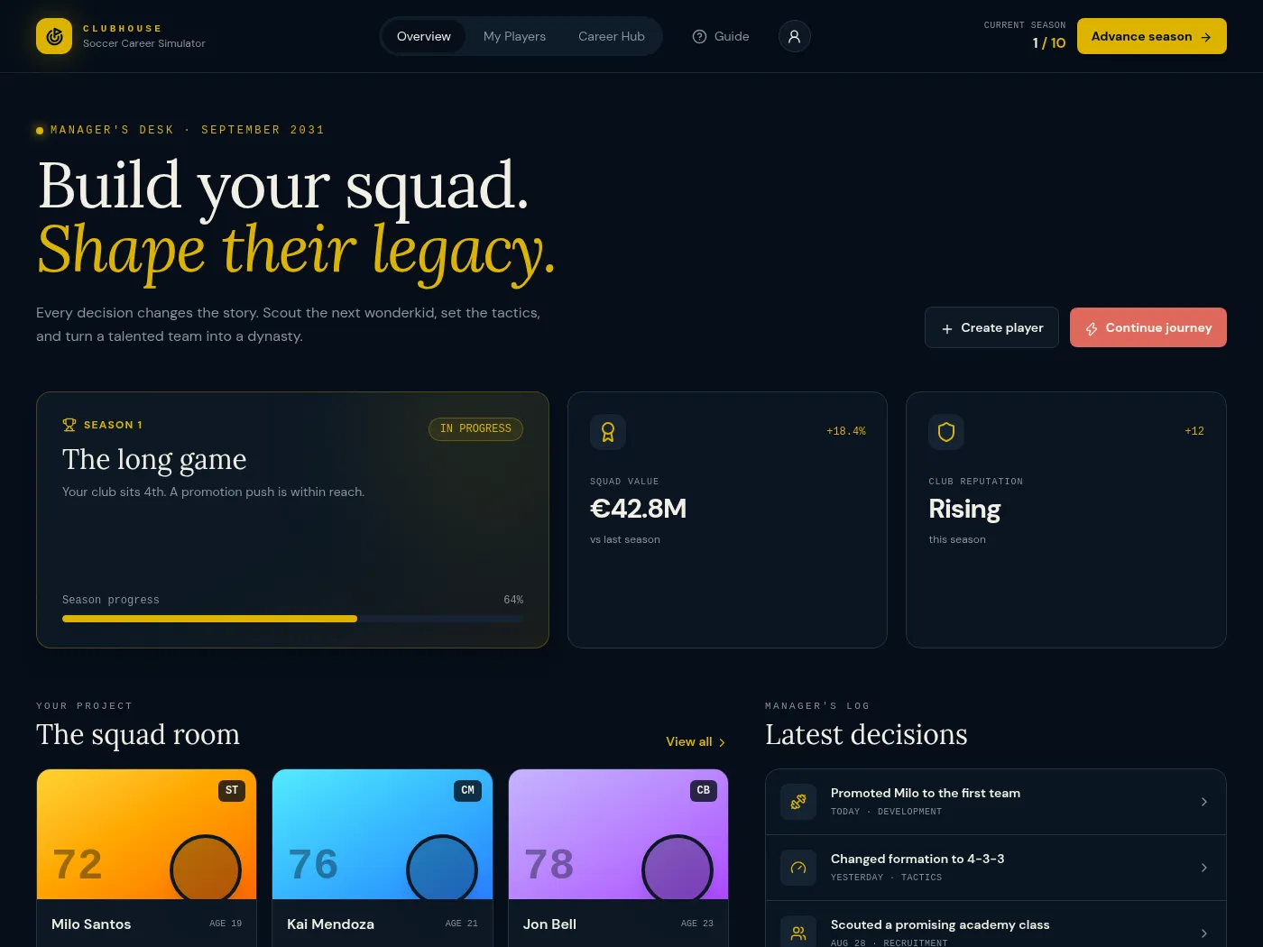 Soccer Career Simulator