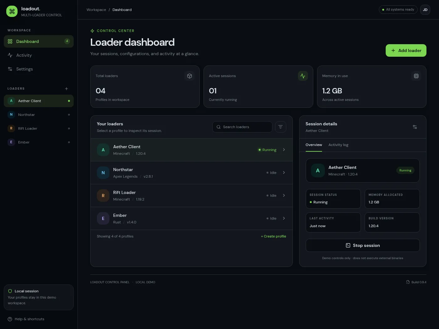 Multi-Loader ImGui Dashboard