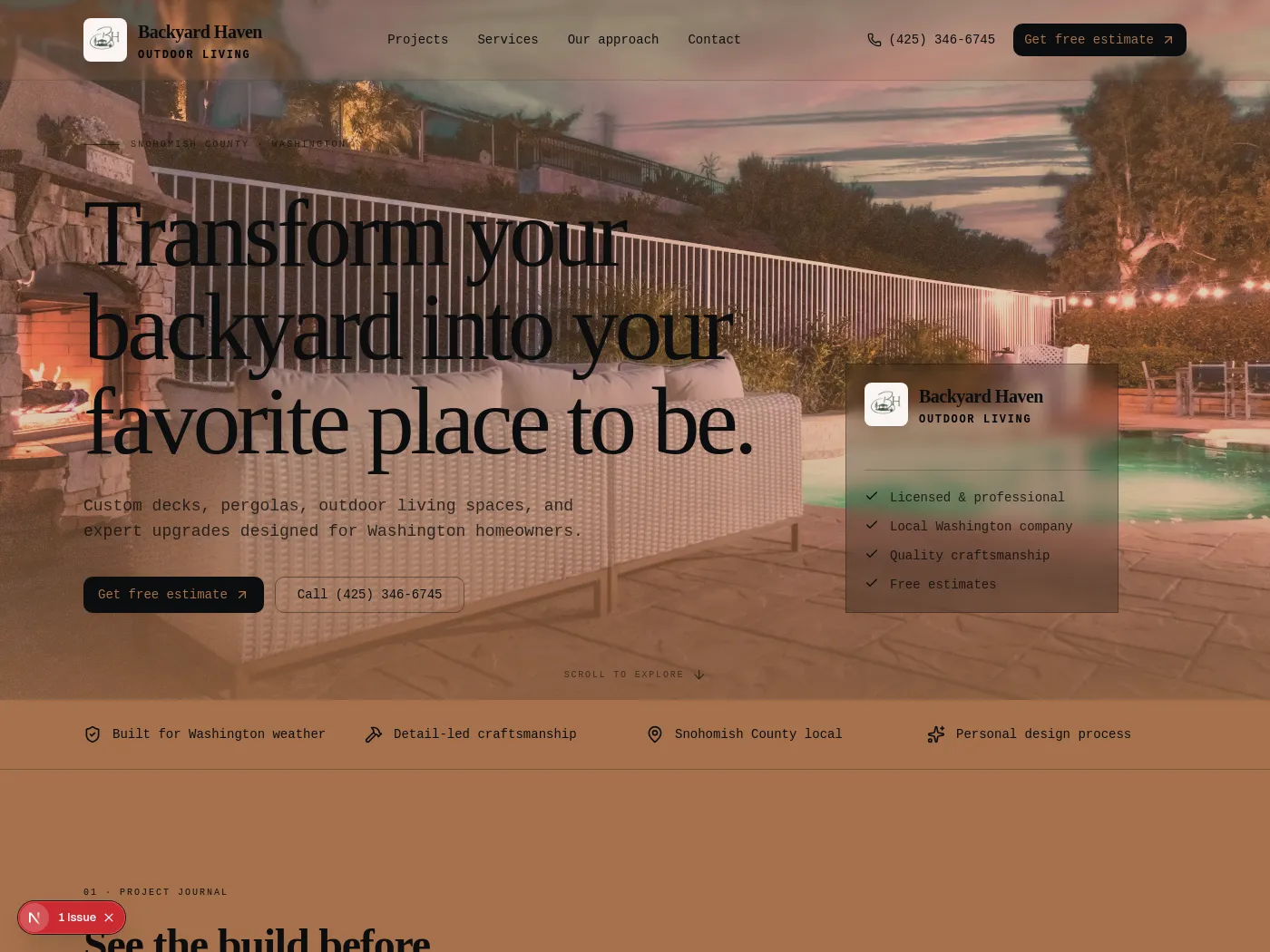 Backyard Haven LeadGen Site