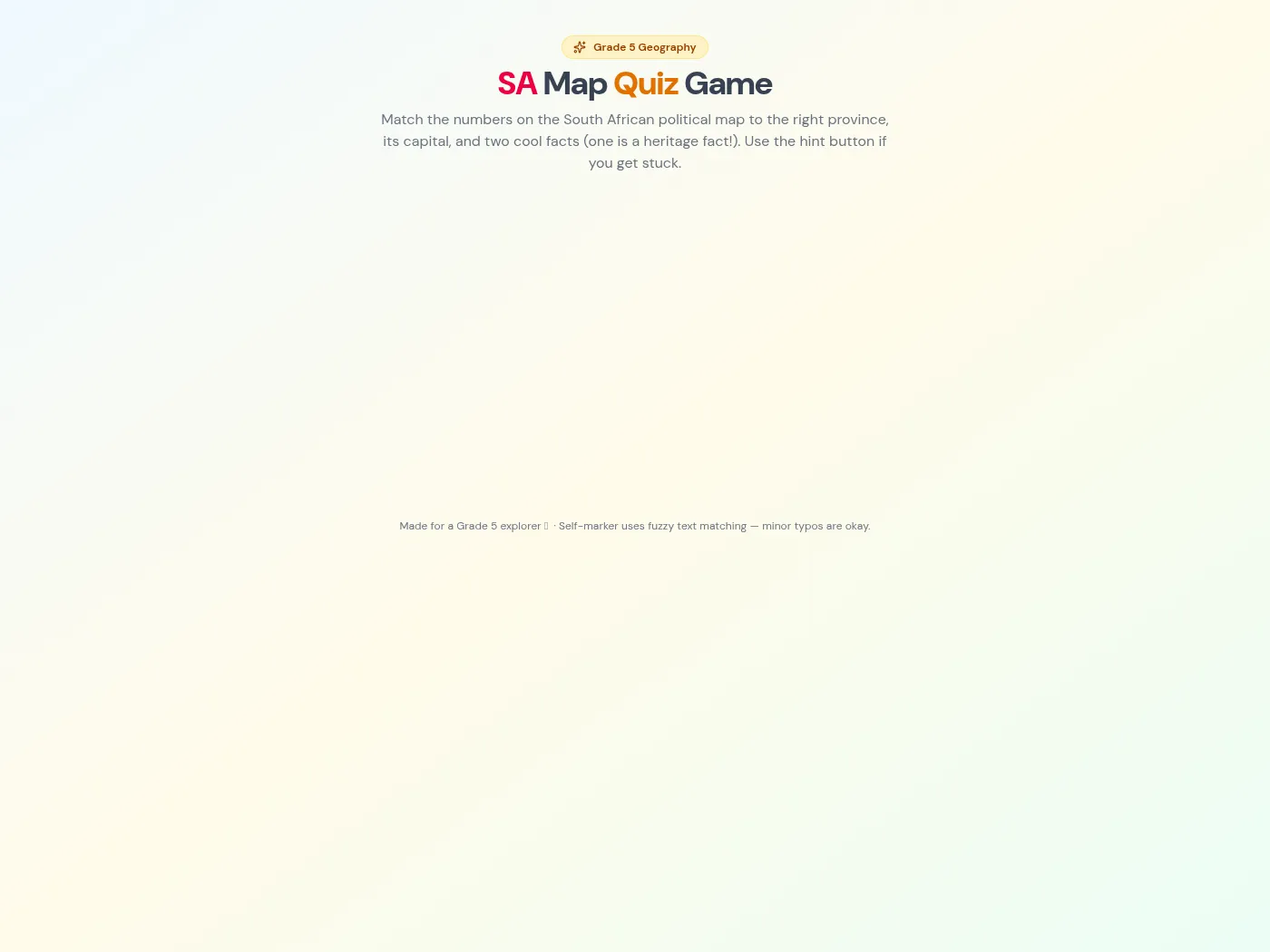 SA Map Quiz Game