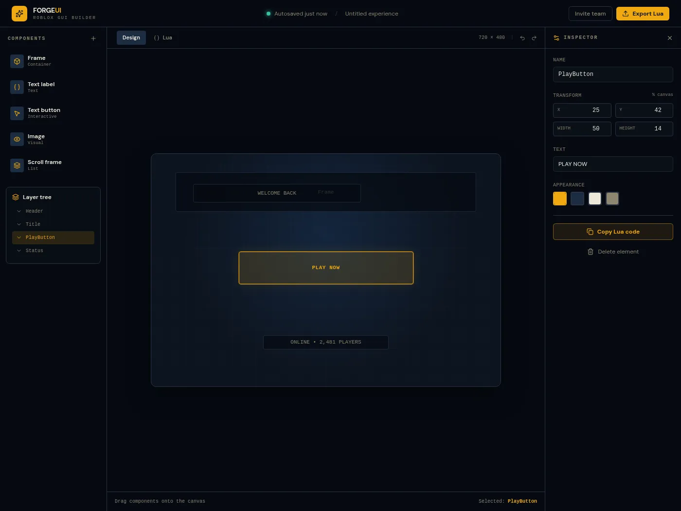 Roblox GUI Builder