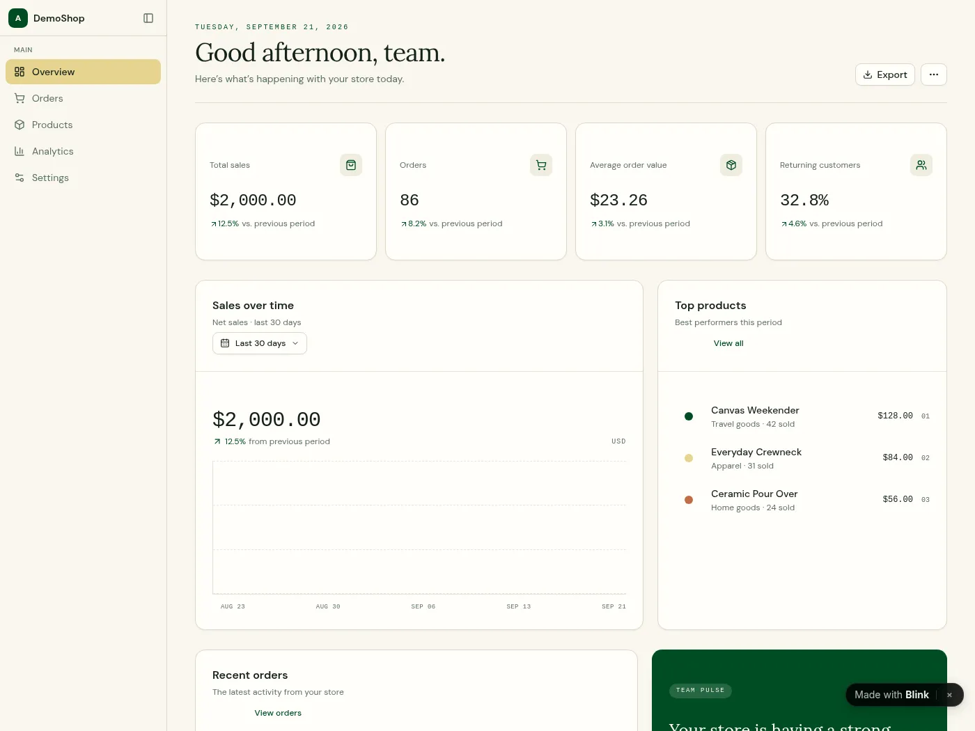 DemoShop Dashboard