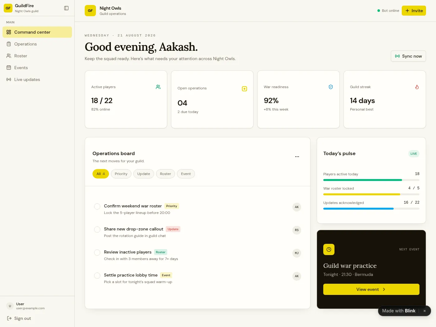 GuildFire Bot Dashboard