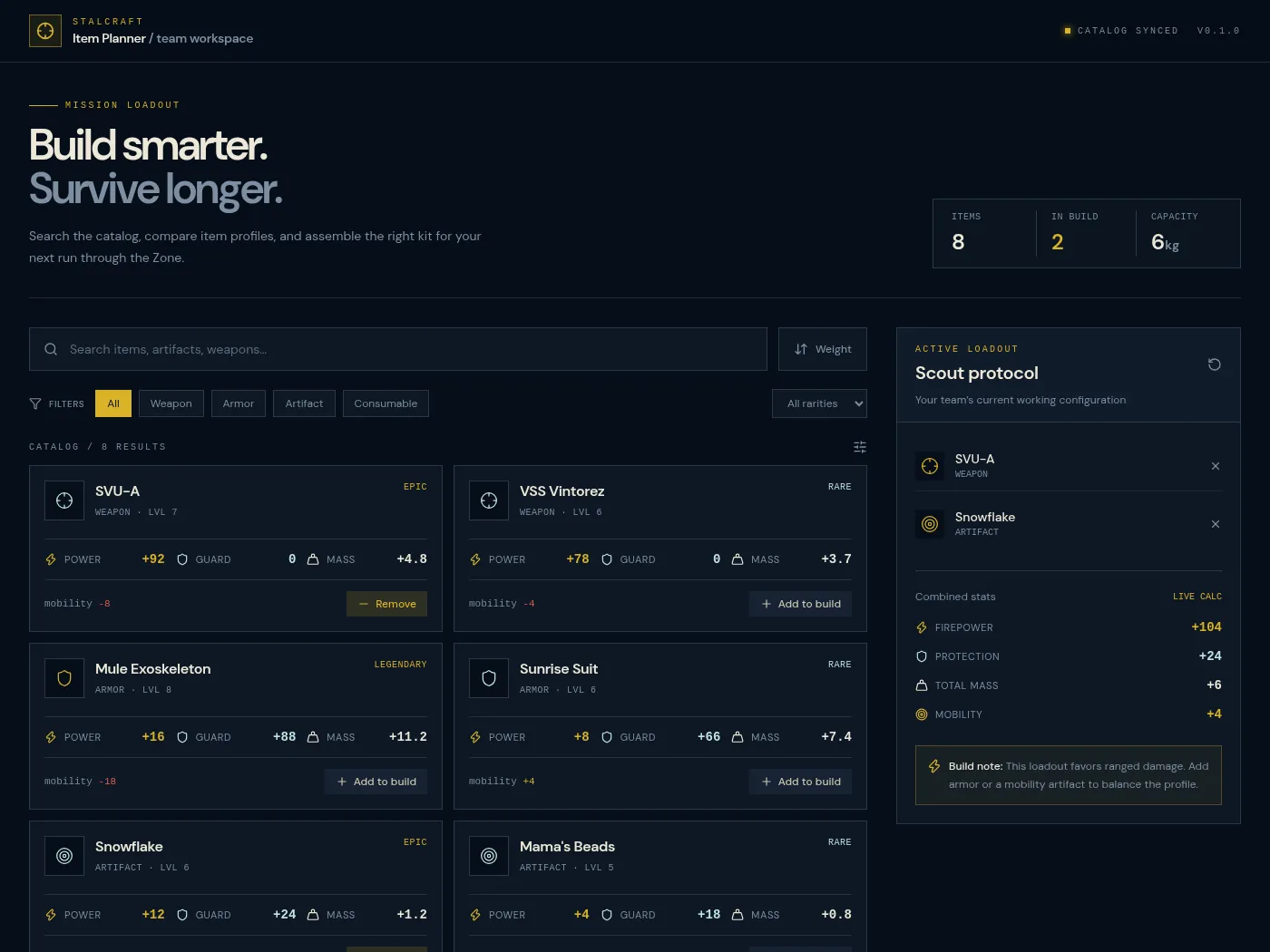 Stalcraft Item Planner