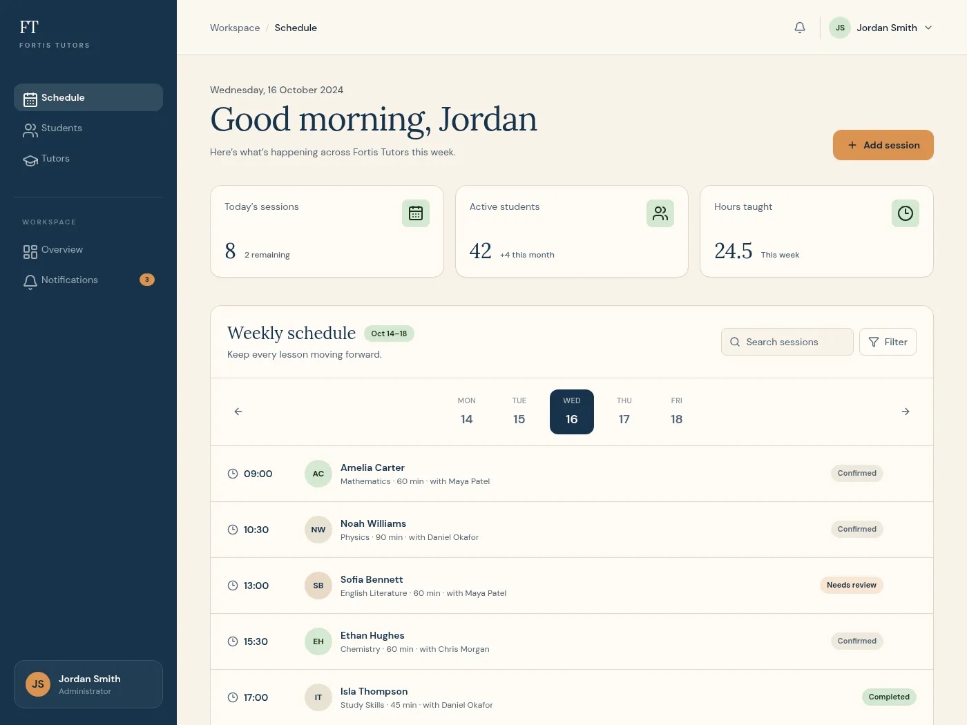 Fortis Tutors Portal