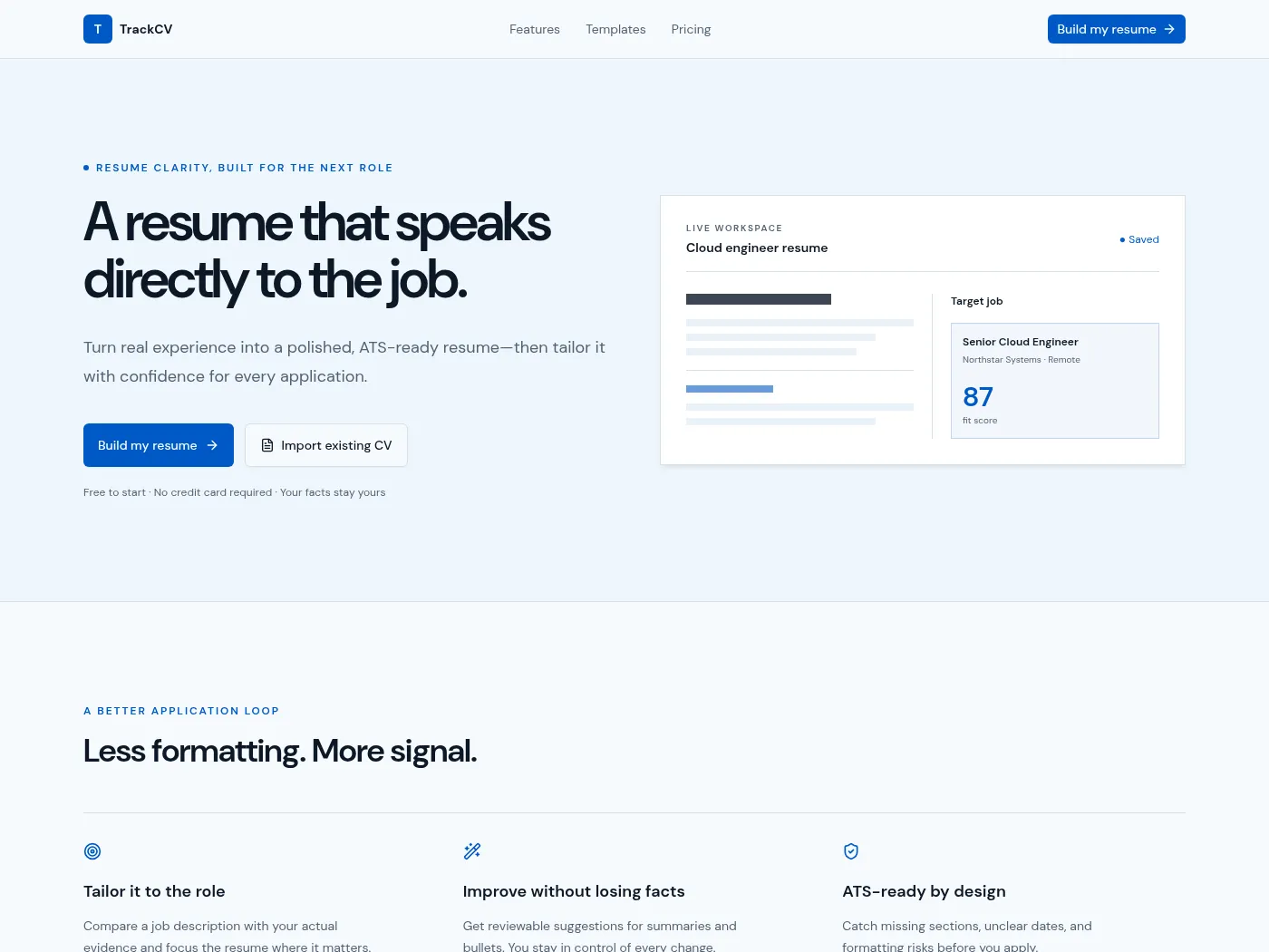 TrackCV AI Resume Hub