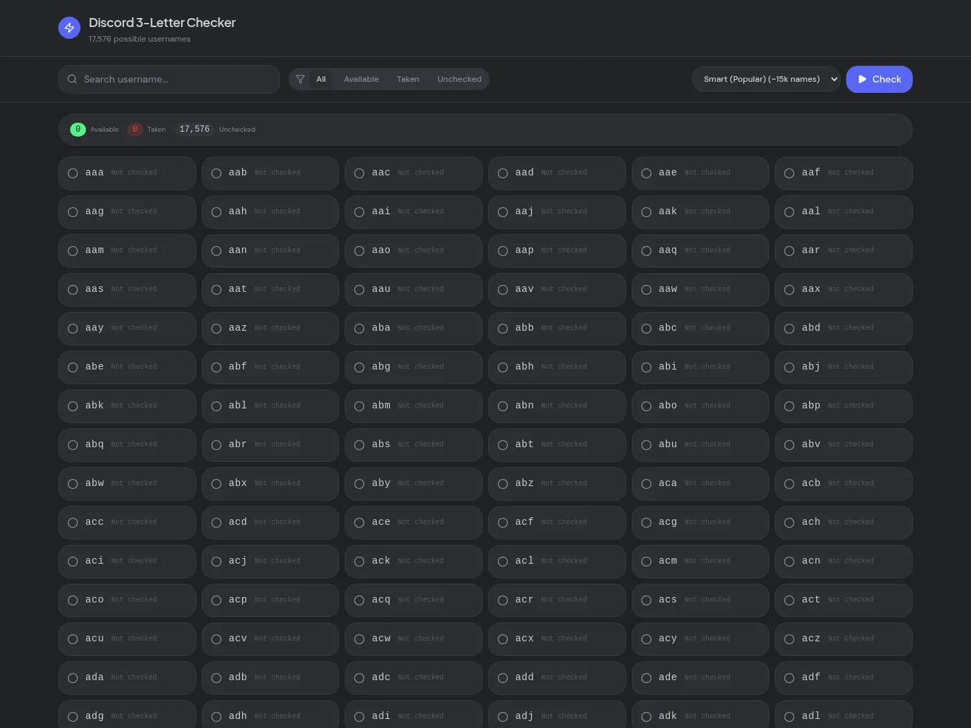Discord 3-Letter Checker