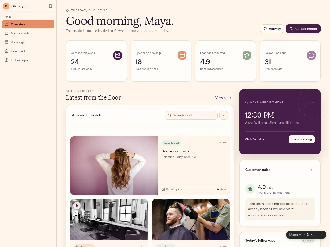 GlamSync Studio Portal