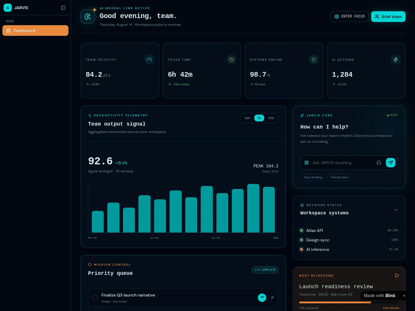 Jarvis Productivity Dashboard