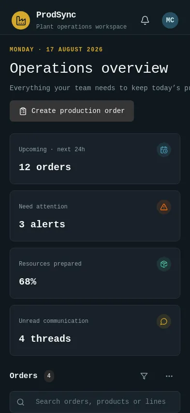 ProdSync Mobile Coordinator