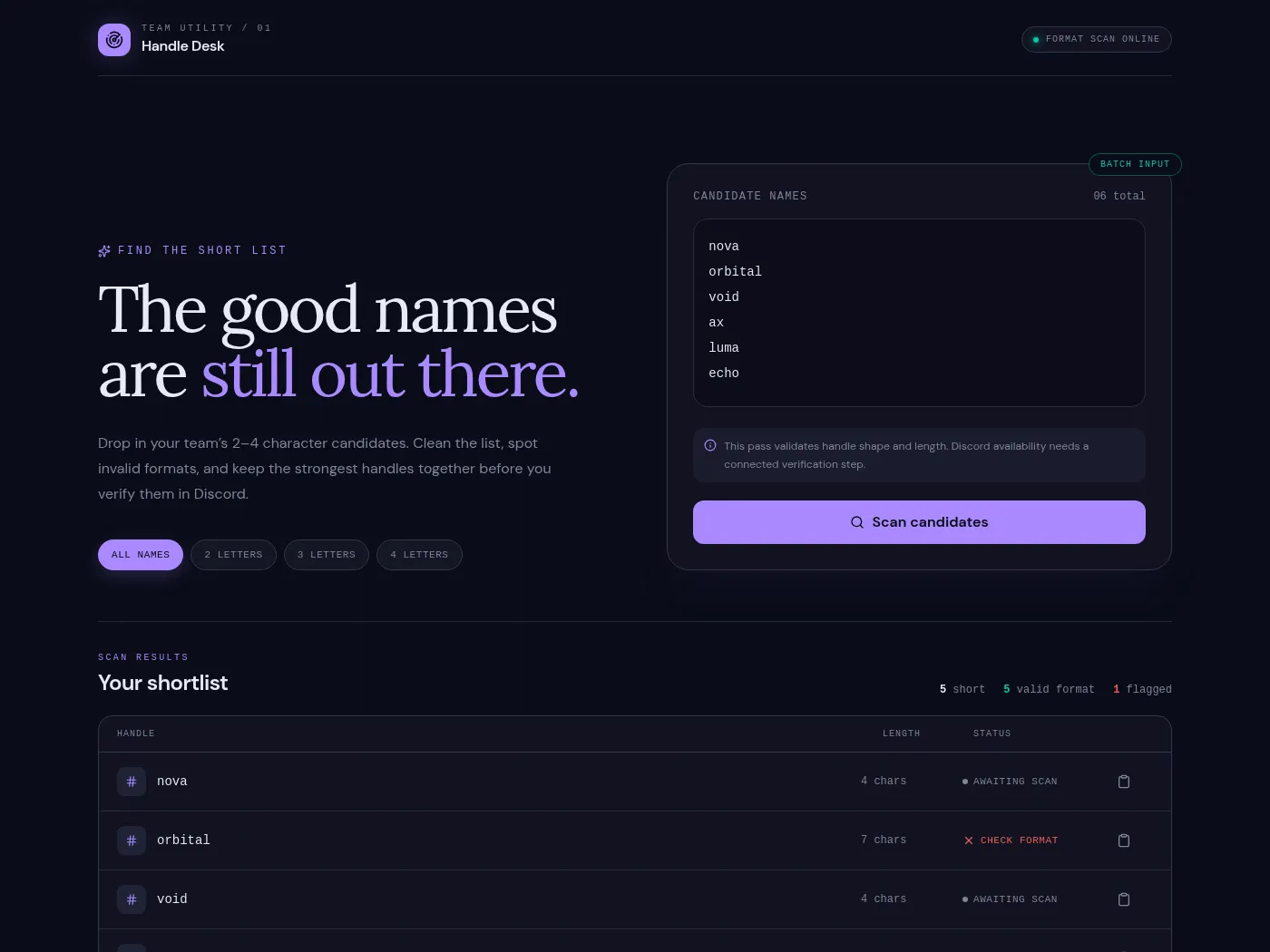 Discord Handle Checker