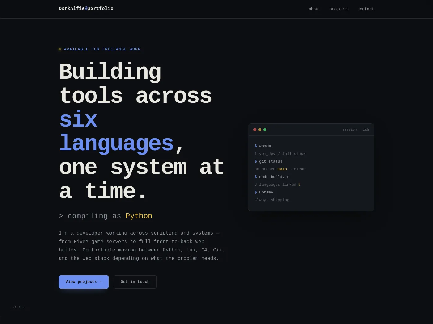 DxrkAlfie Portfolio Clone