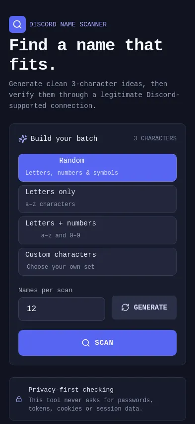 Discord Name Scanner