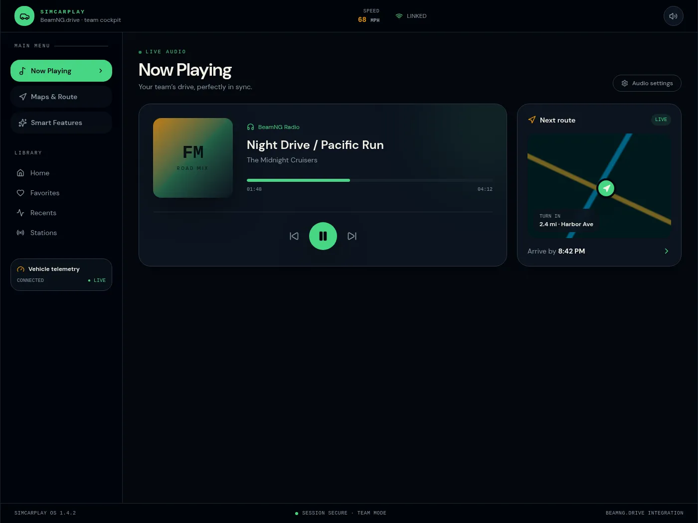 SimCarPlay Dashboard