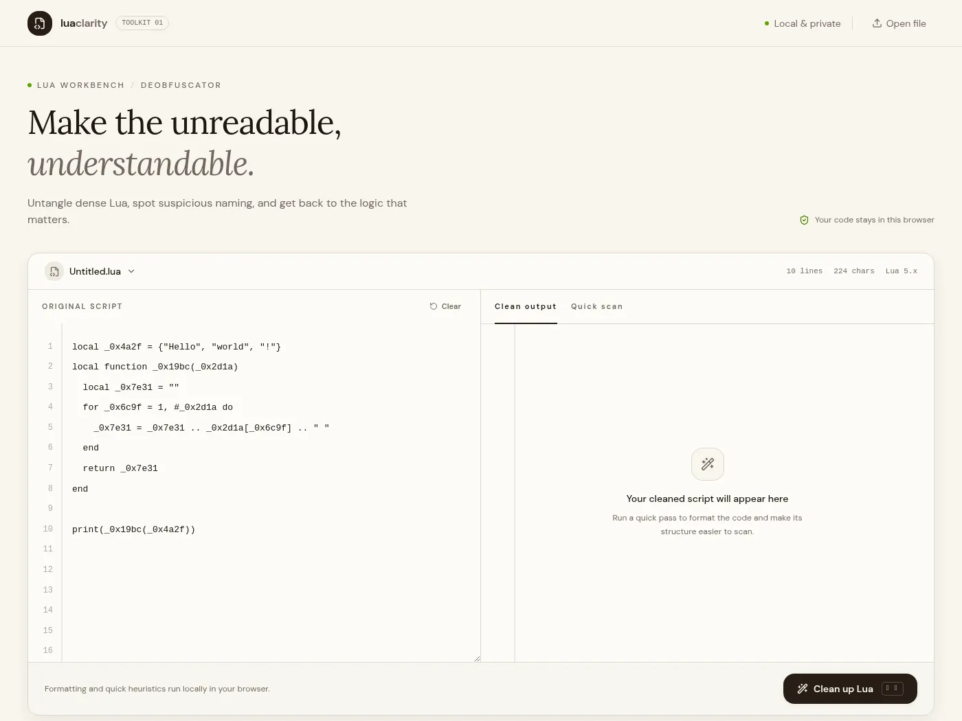 Lua Clarity Toolkit