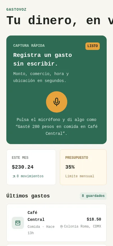 GastoVoz Tracker