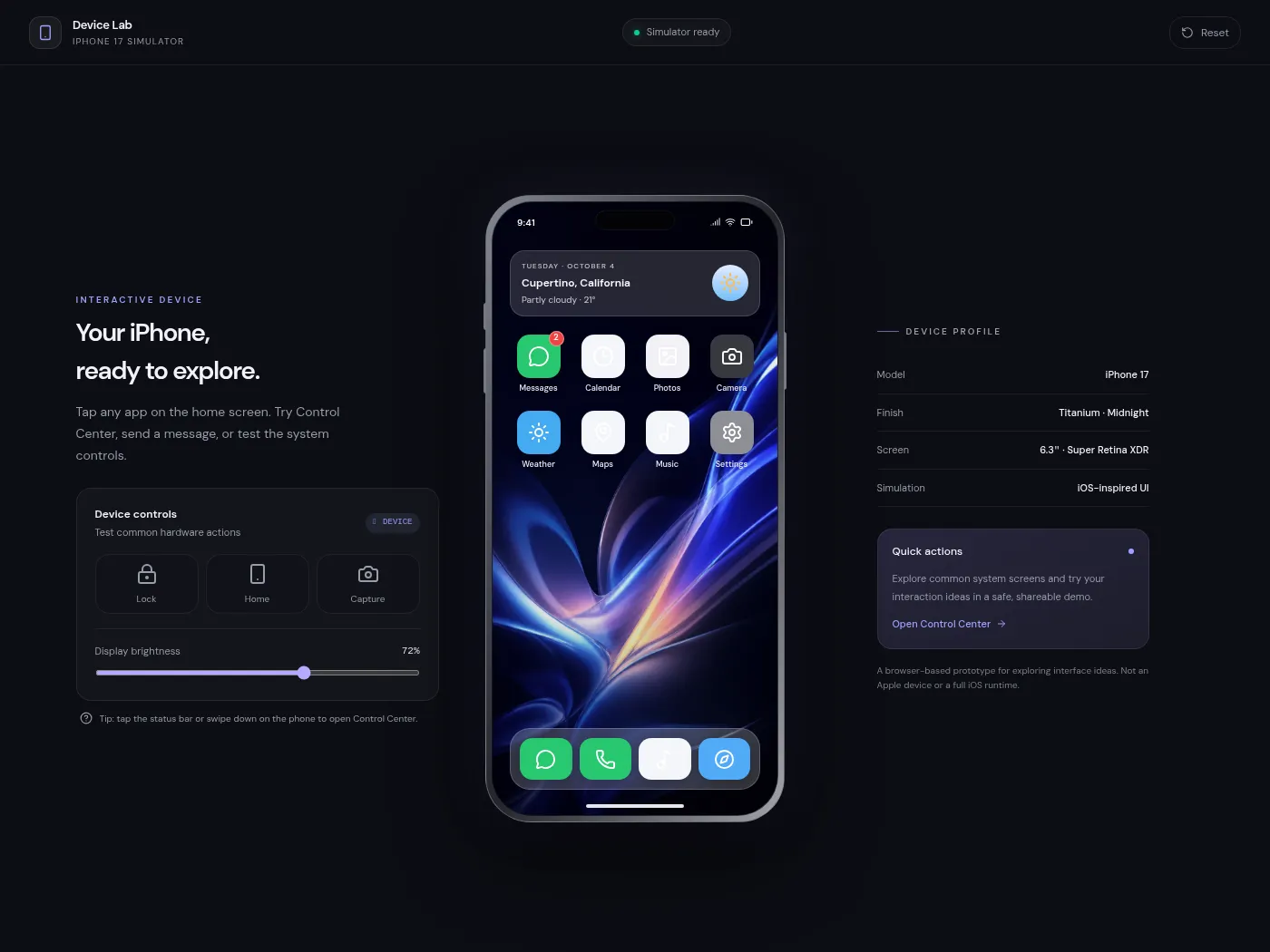 iPhone 17 Simulator