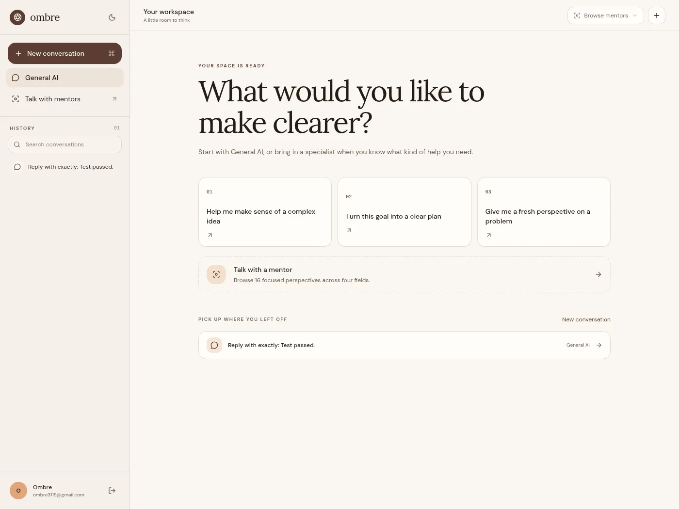 Ombre AI Workspace