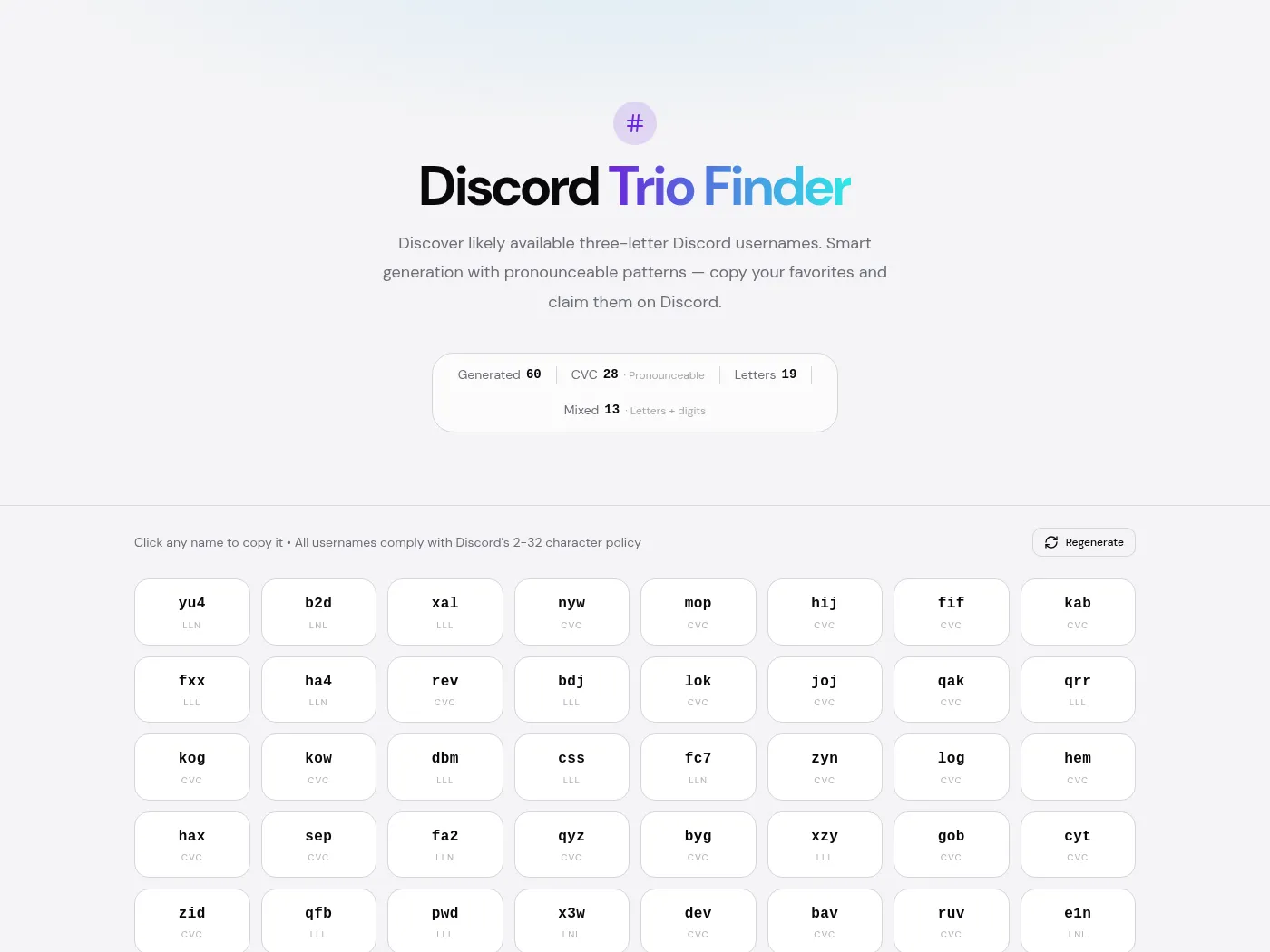 Discord Trio Finder