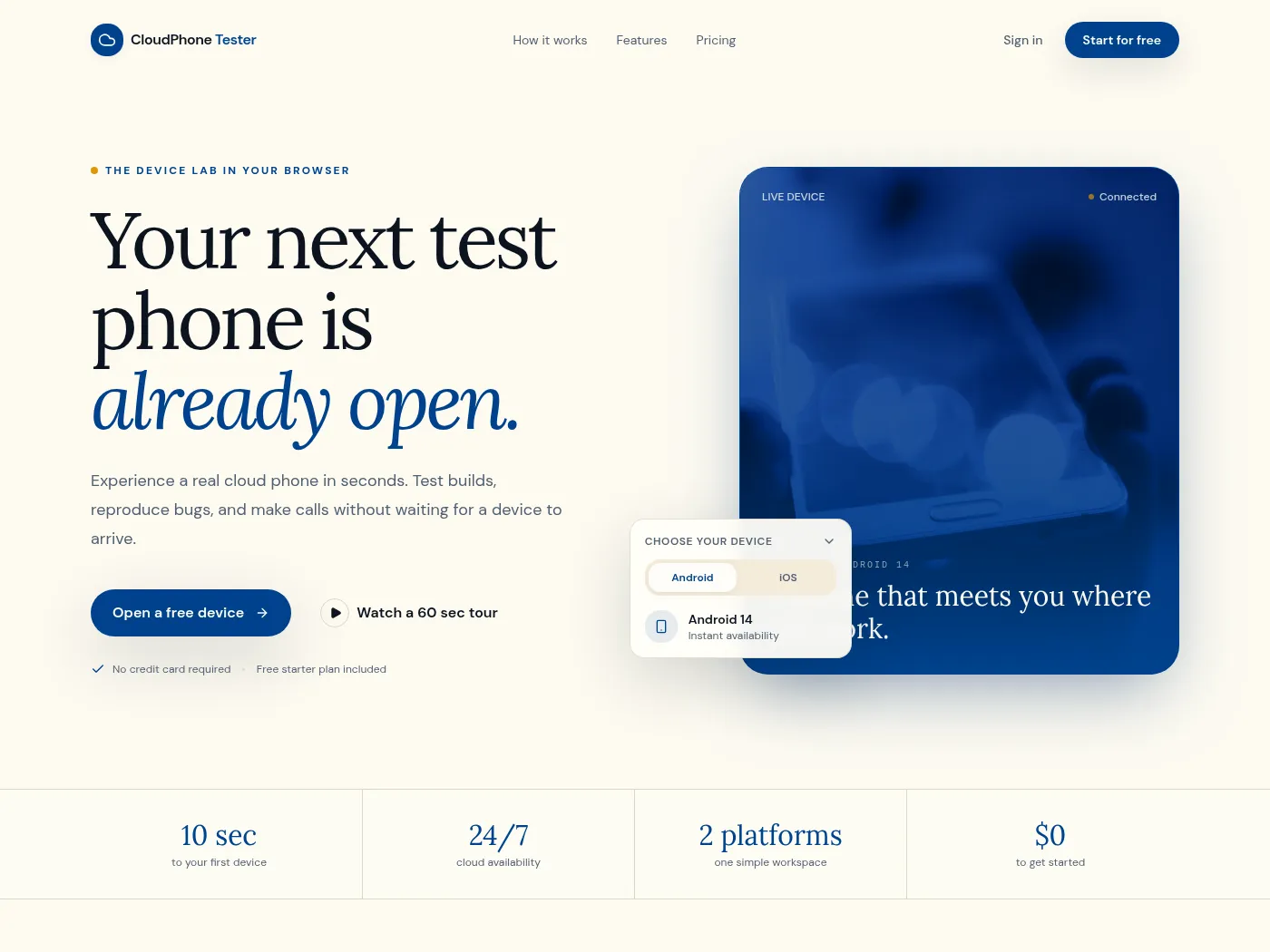 CloudPhone Tester