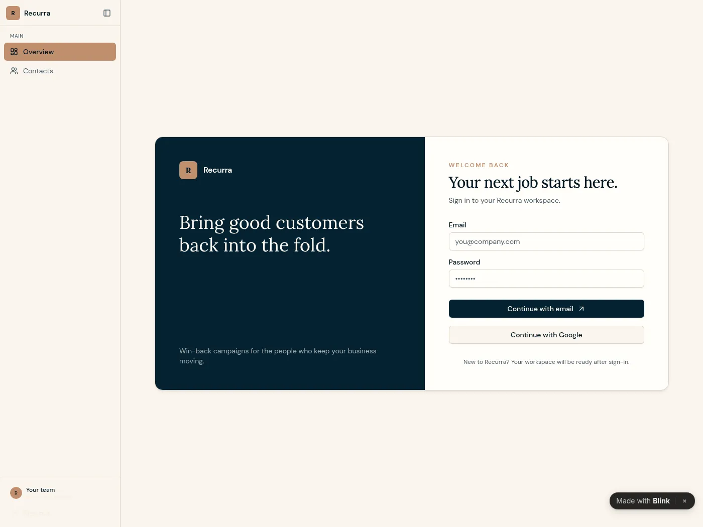 Recurra Win-Back Dashboard