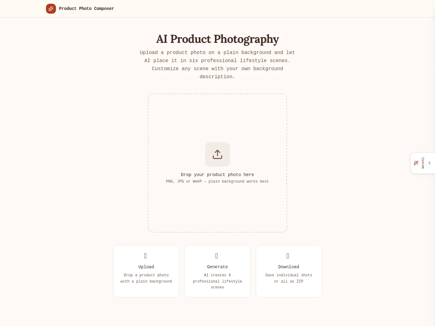 AI Product Photo Composer