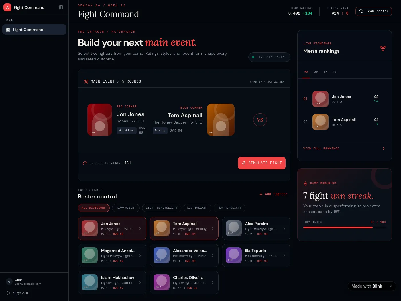 UFC Sim Roster Arena