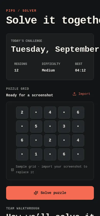 Pips Solver Mobile