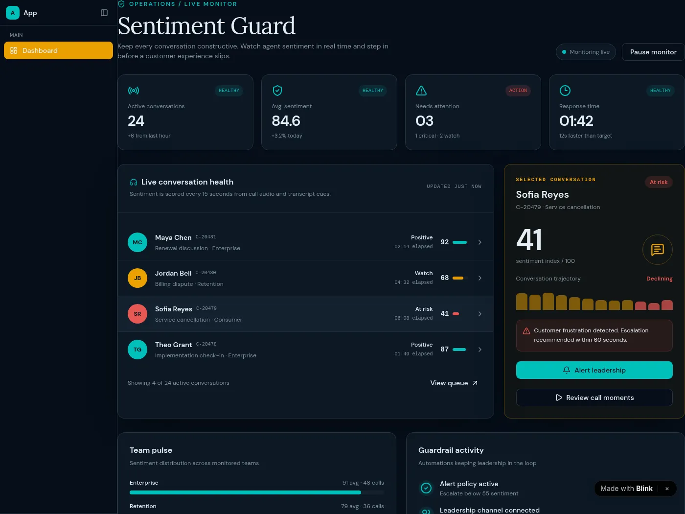 Sentiment Guard for Call Centers