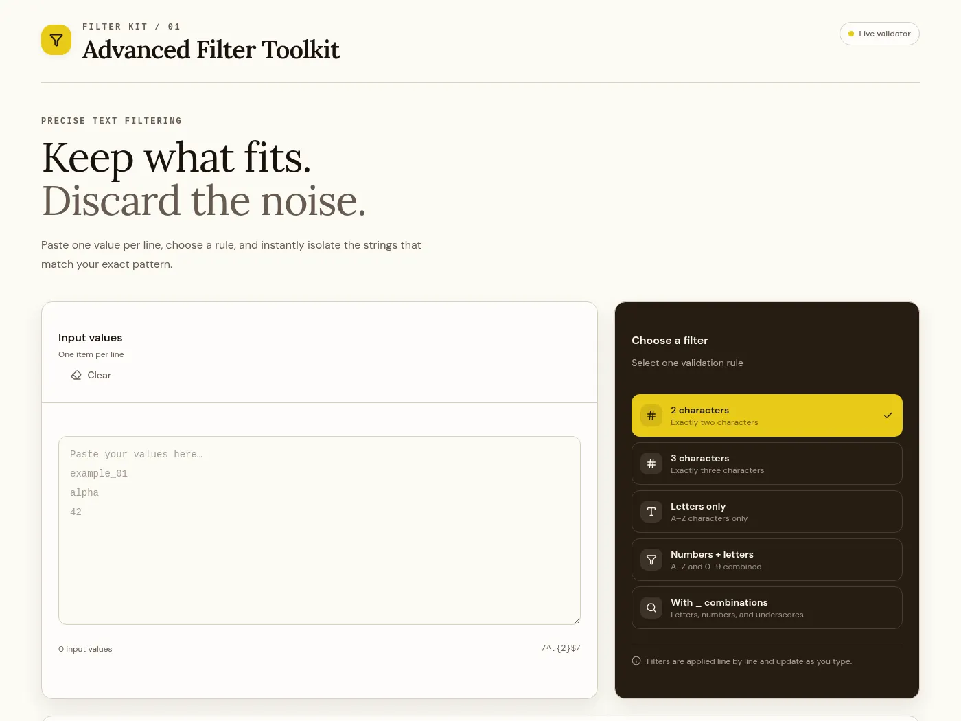 Advanced Filter Toolkit