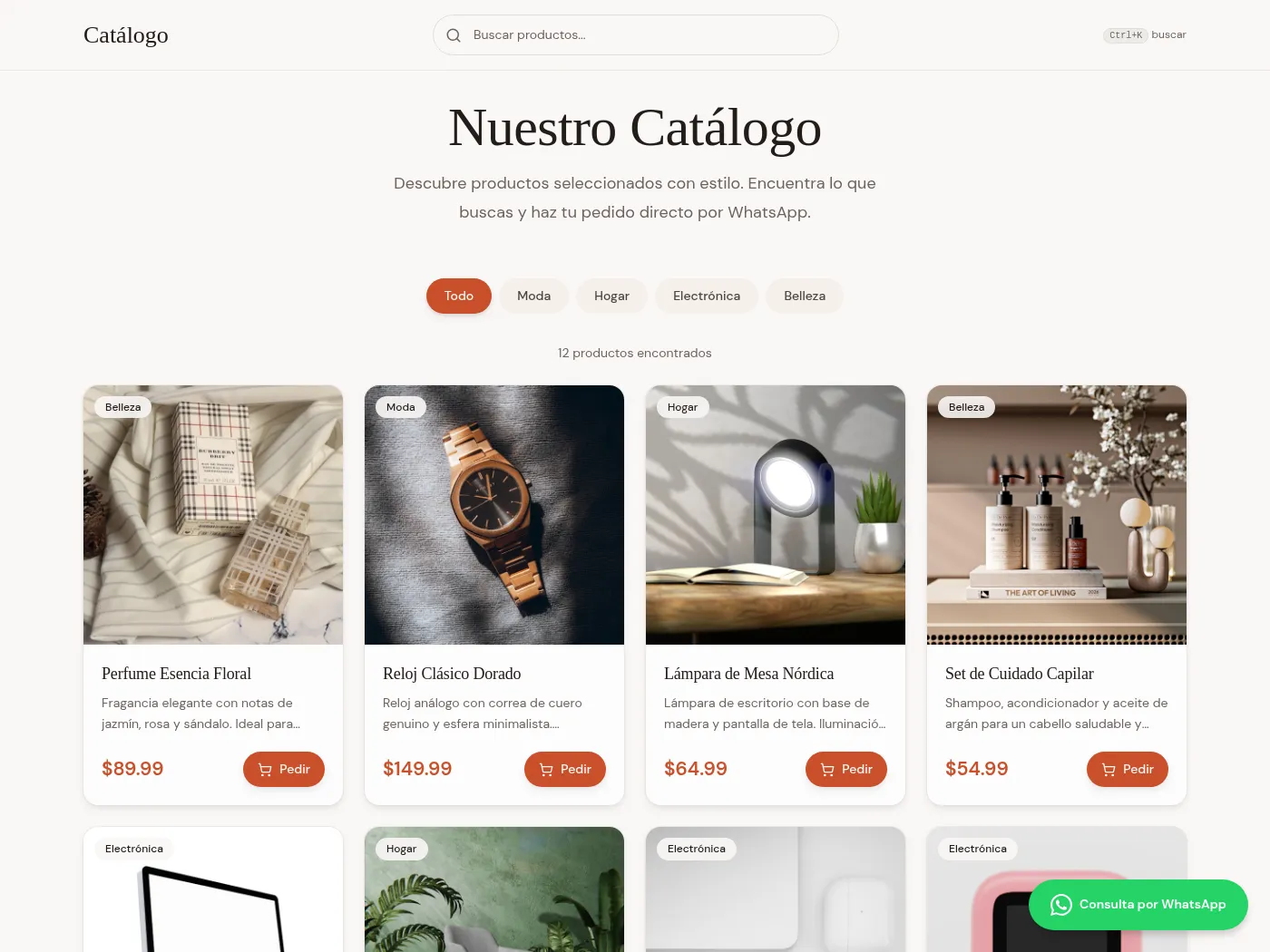 Catálogo Web Moderno