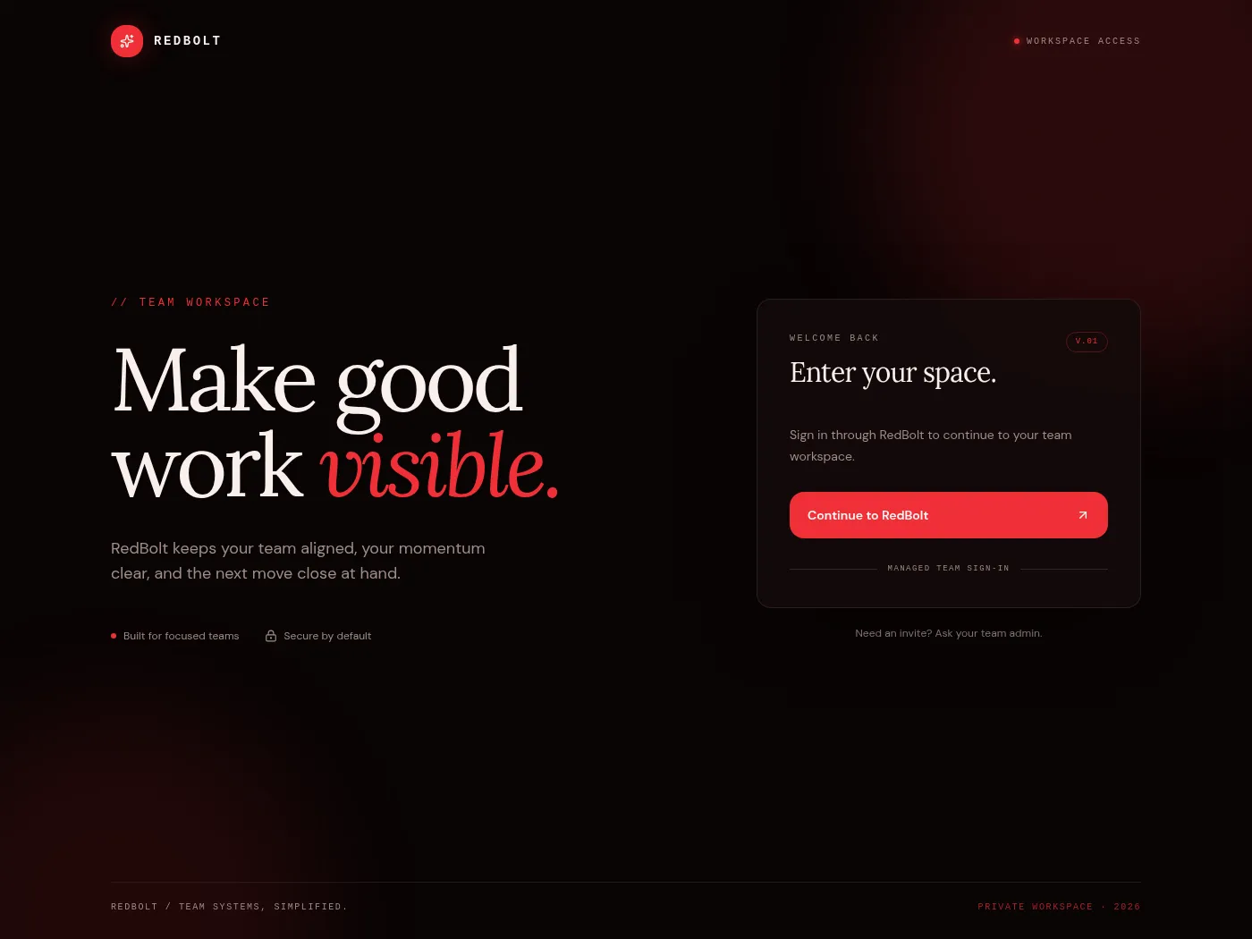 RedBolt Login UI