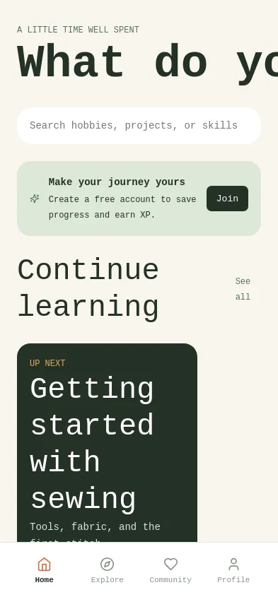 Dabble Hobby Journey App