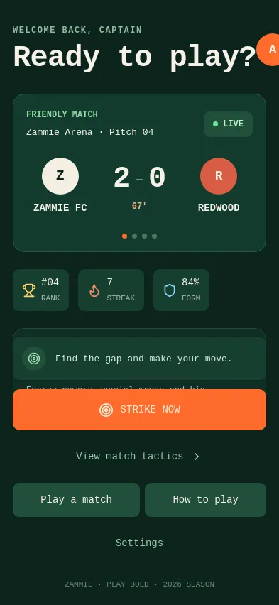 Zammie Soccer Game