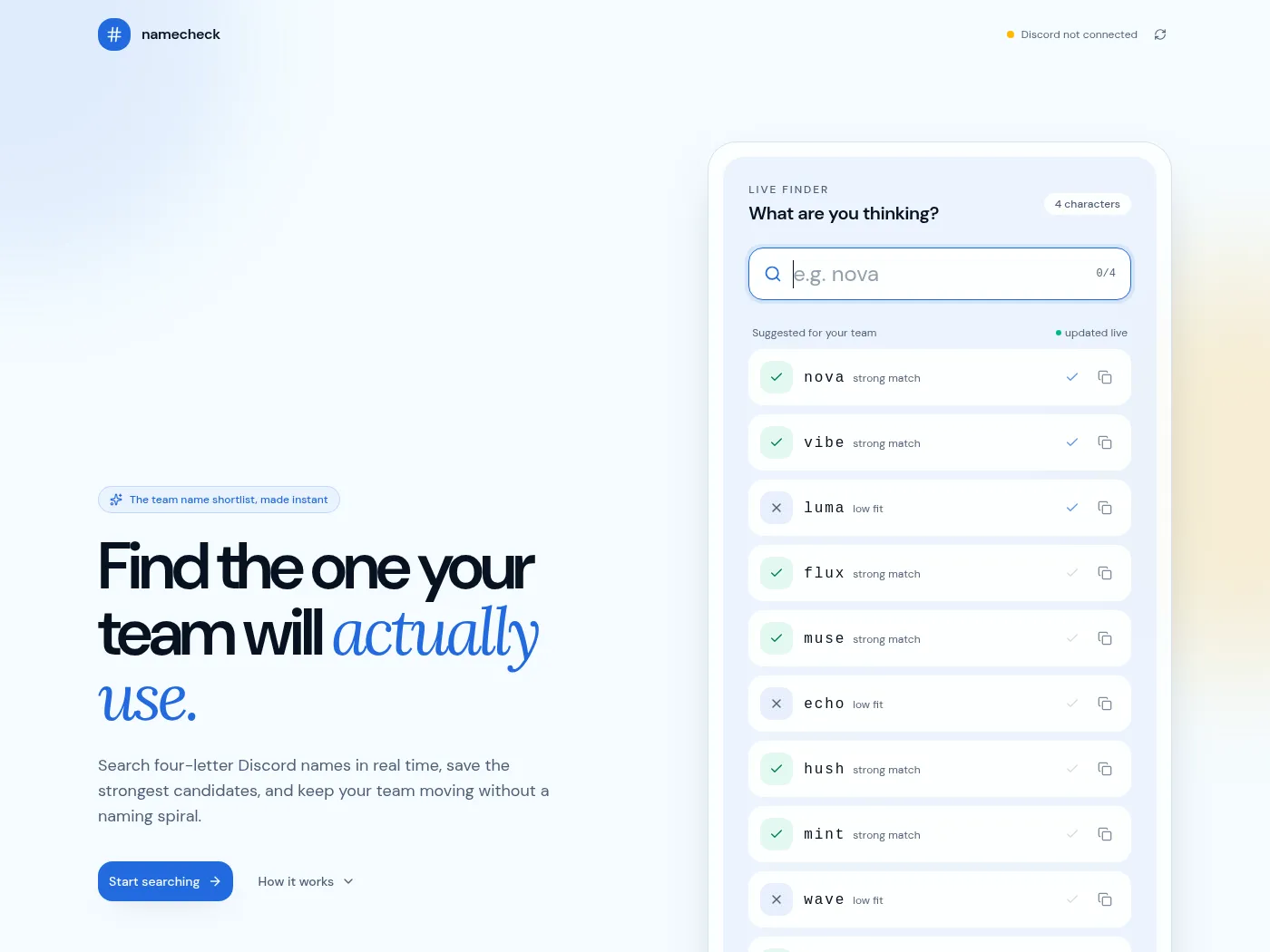 Discord Name Finder