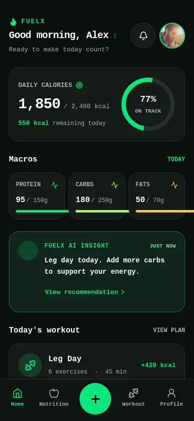 FUELX Fitness & Nutrition App