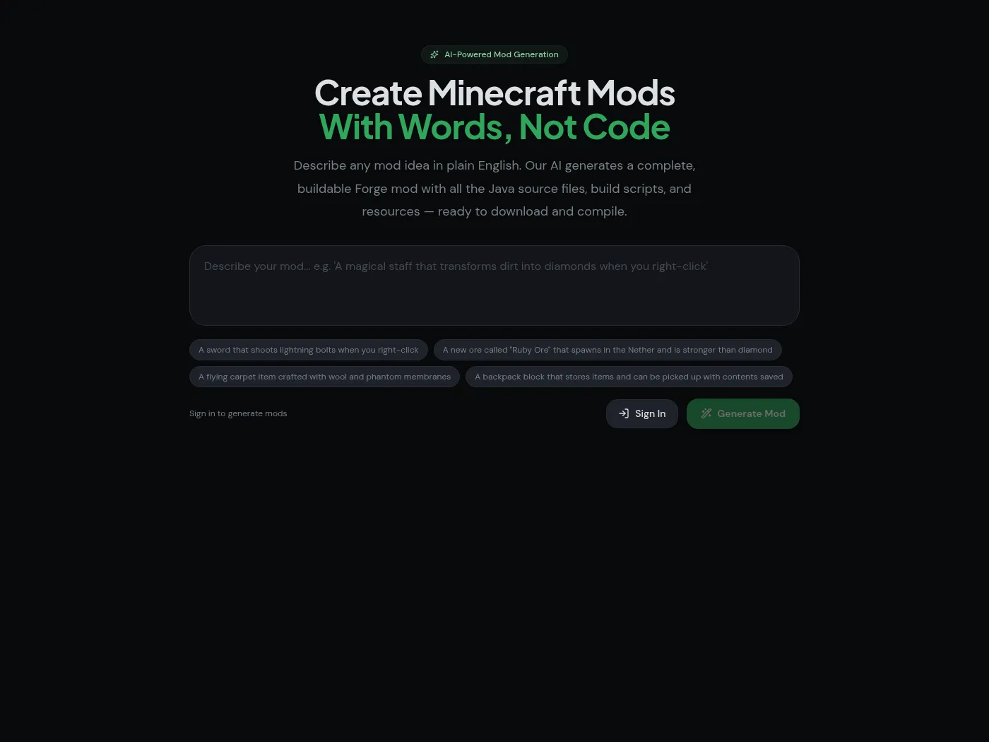AI Minecraft Mod Maker