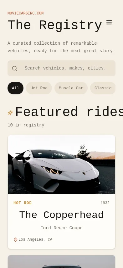 MovieCars Registry