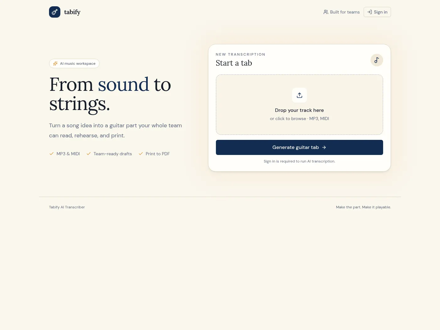 Tabify AI Transcriber