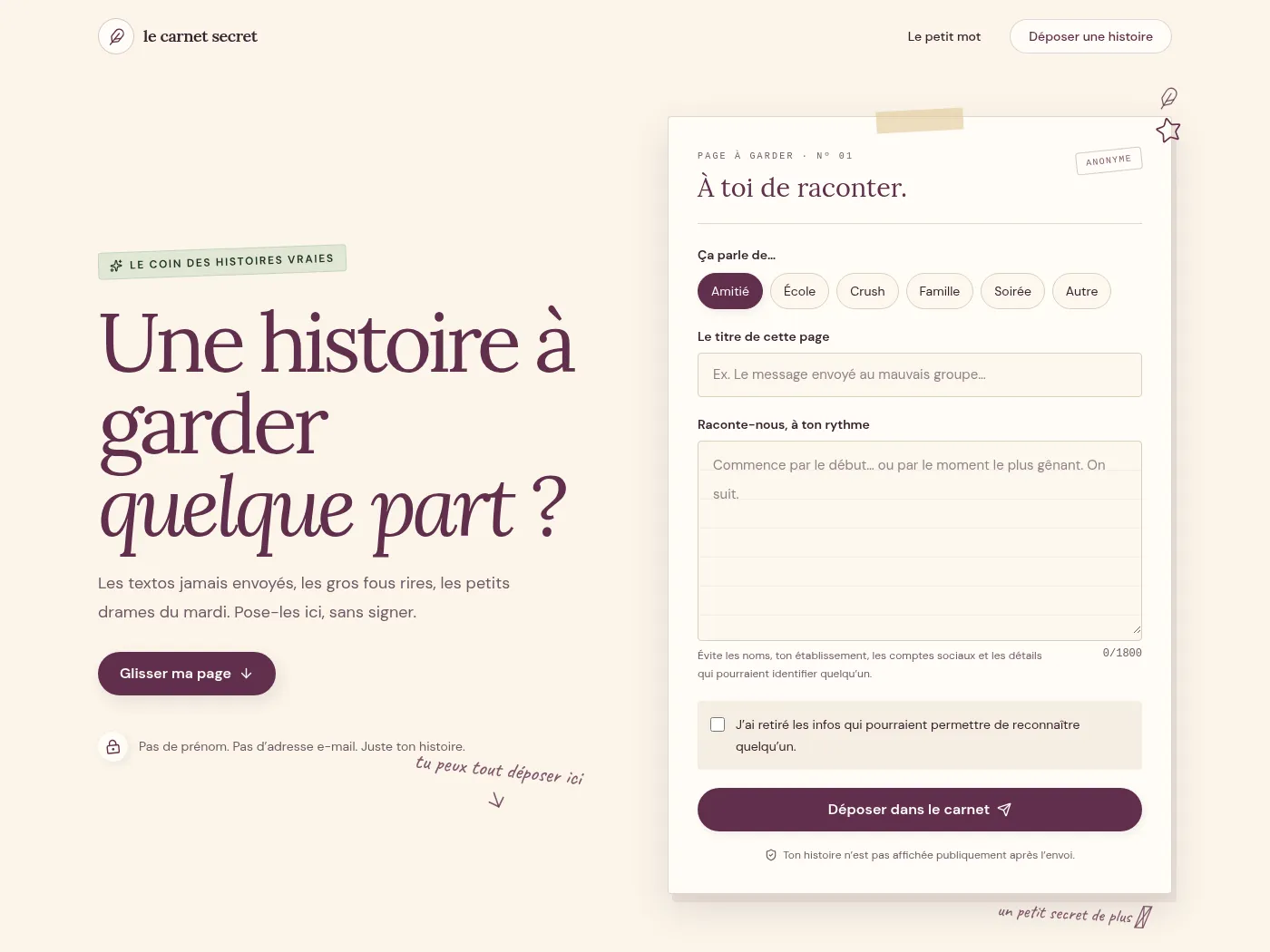 Carnet Secret Interactif