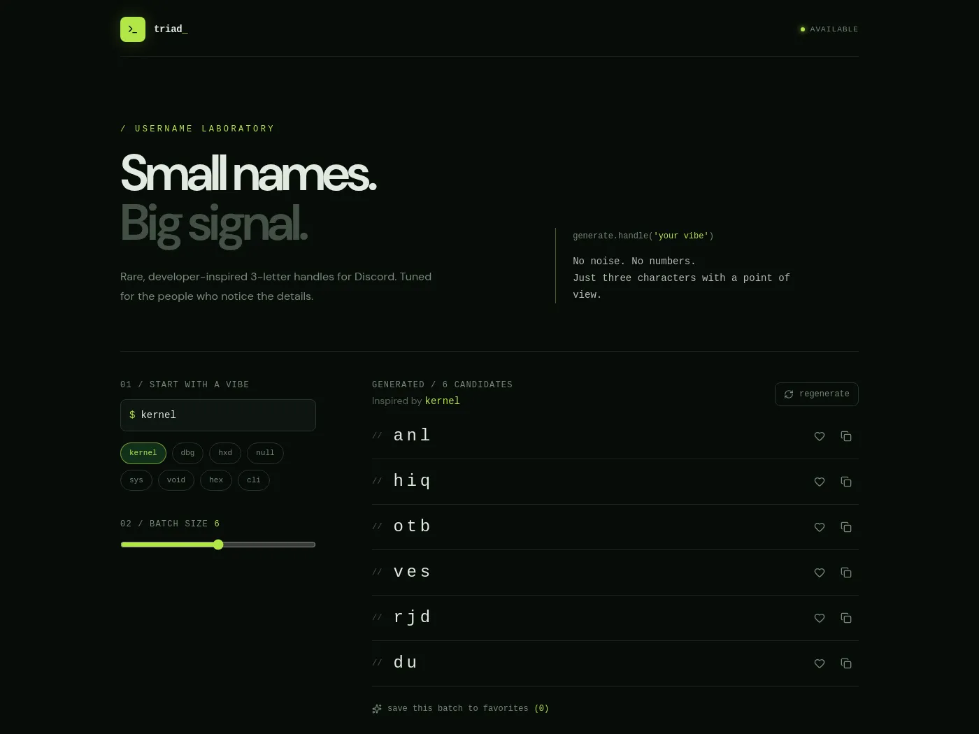 Discord 3-Letter Name Generator