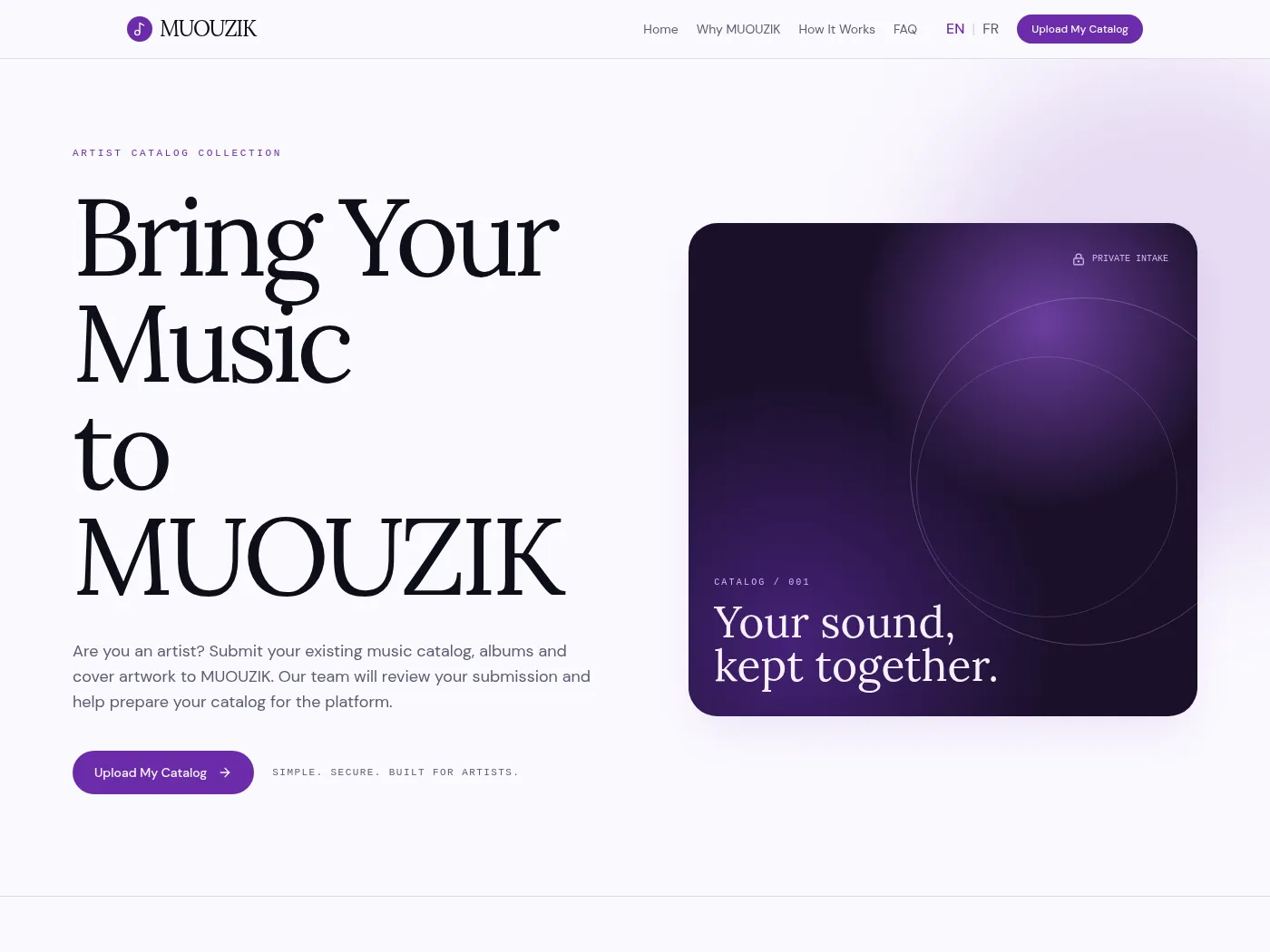 MUOUZIK Artist Catalog Portal