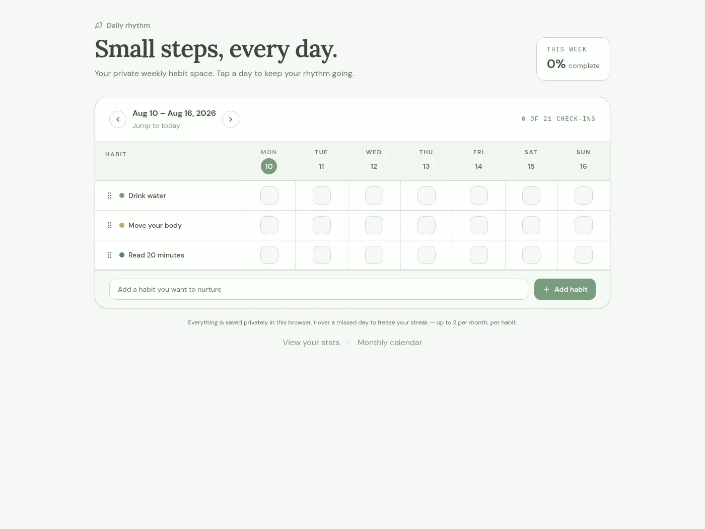 Weekly Habit Tracker