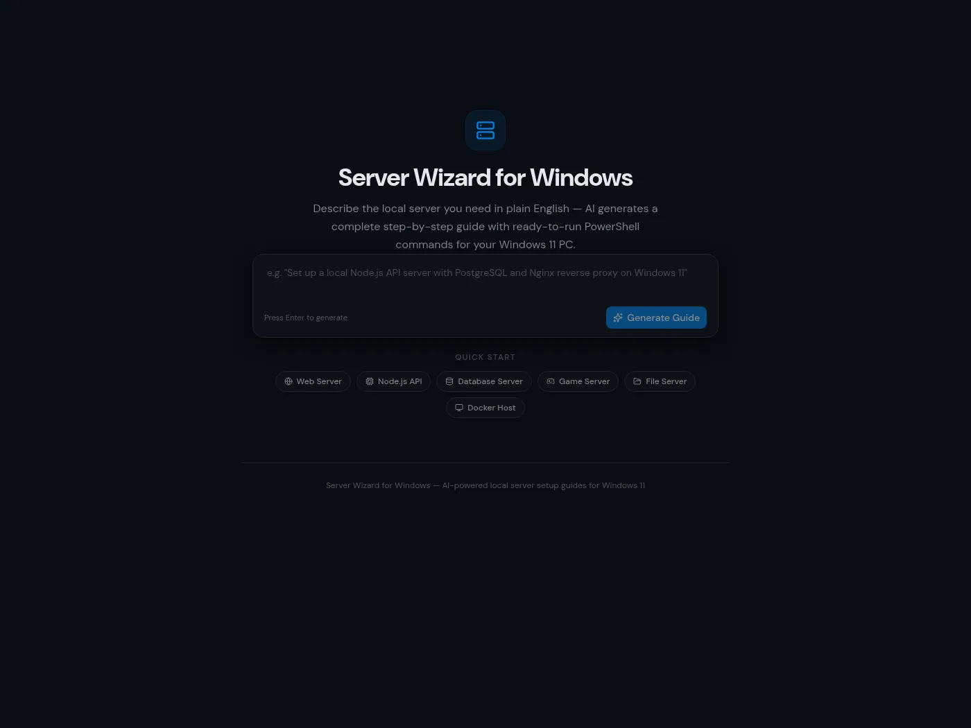Server Wizard for Windows
