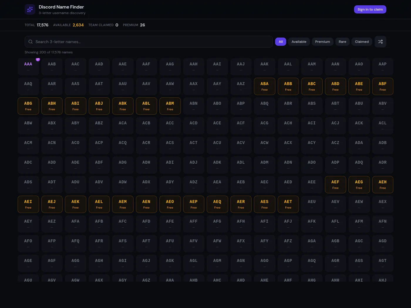 Discord Name Finder