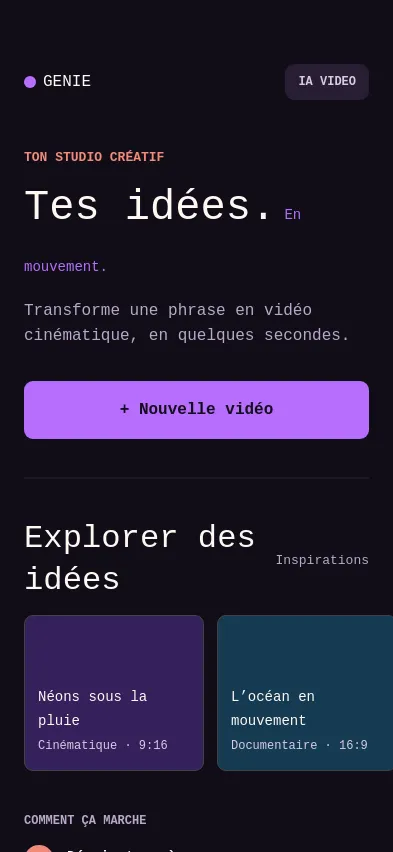 Vidéo Génie IA App
