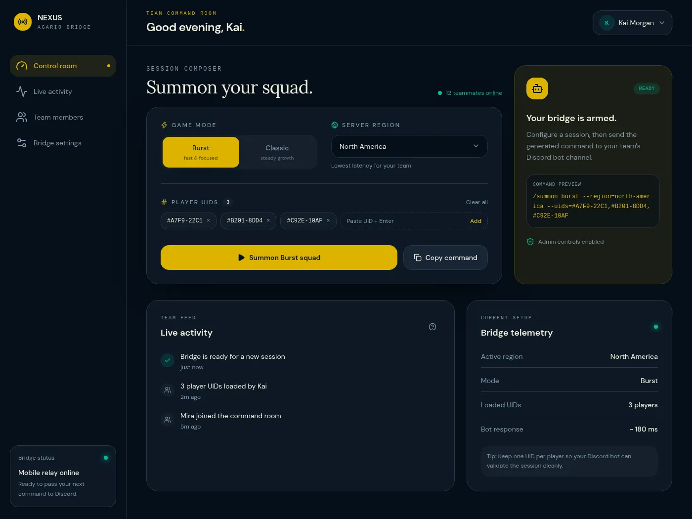 Agario Discord Bot Bridge