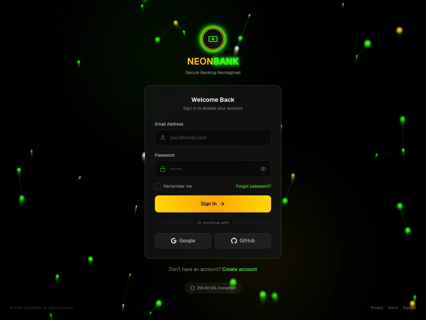 NeonBank Login Design