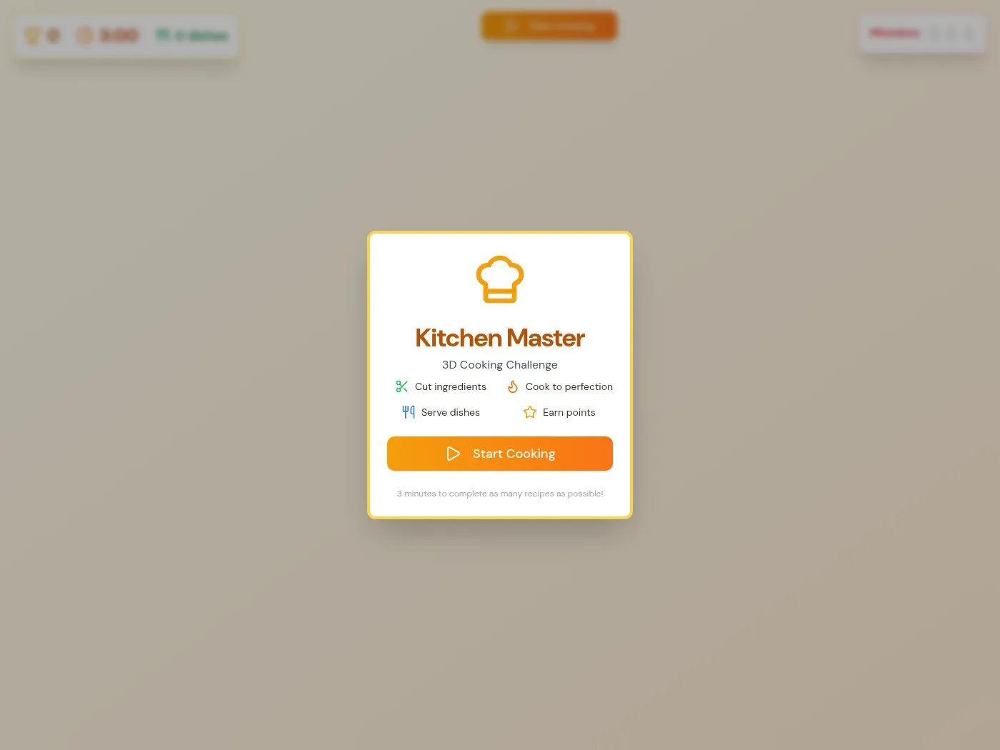 Realistic 3D Cooking Game