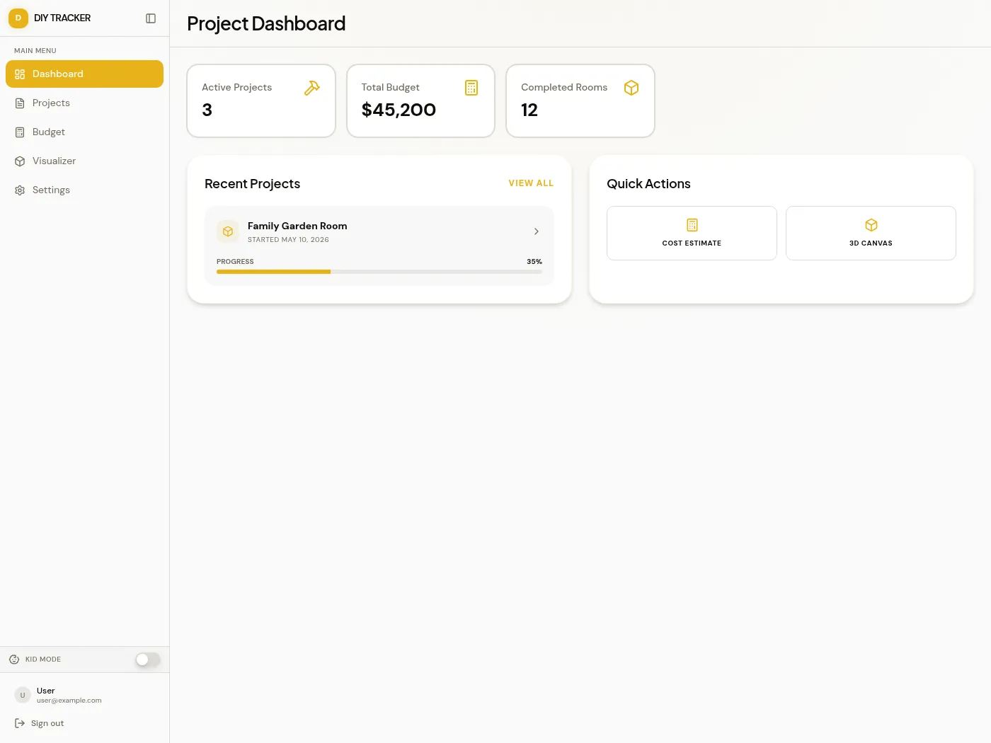3D DIY Project Tracker